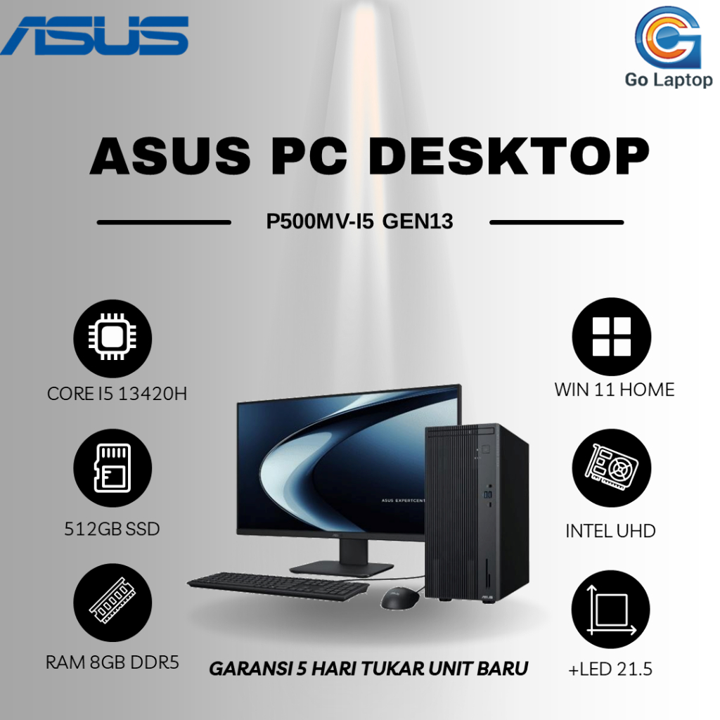 Jual ASUS PC DESKTOP P500MV I5 13420H 8GB 512GB W11+OHS -5850331WS +LED ...