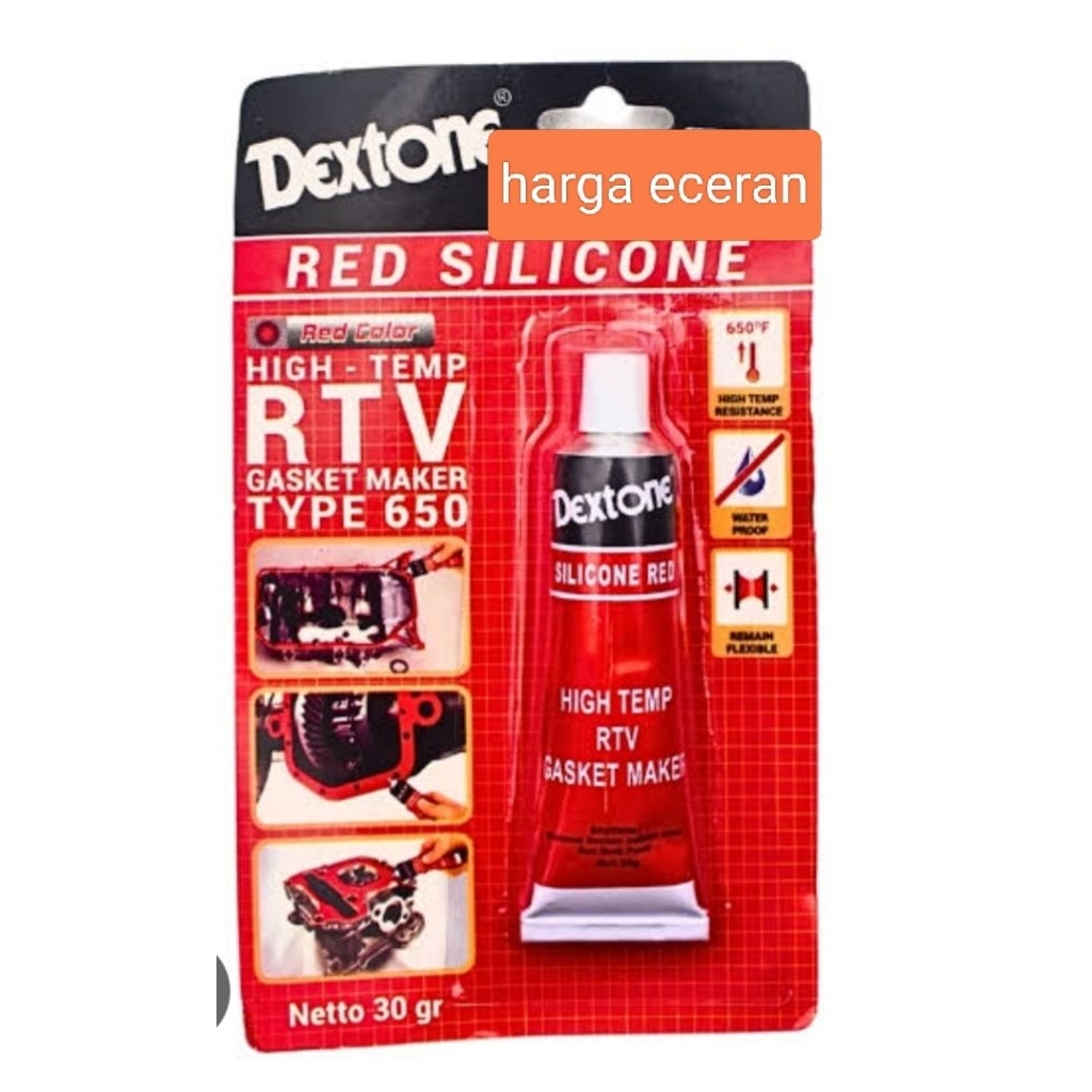 Jual Dextone red silicone 30gr(harga eceran),lem.gasket merah dextone ...