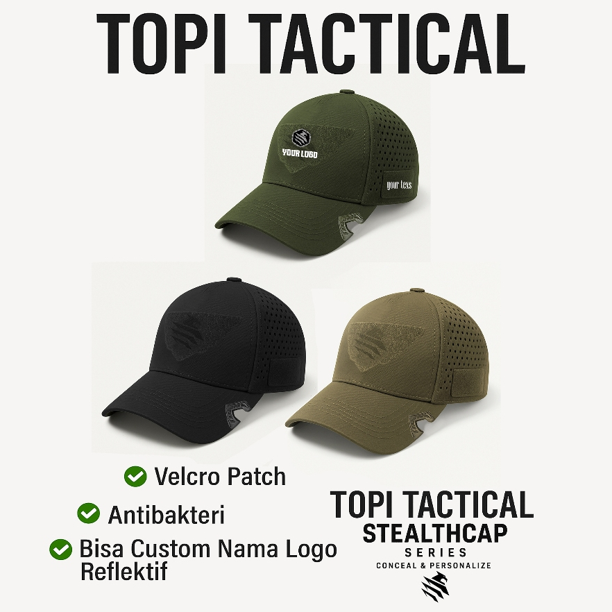 Jual Topi Tactical Pria l Topi Custom Reflektif – StealthCap –, Bisa ...