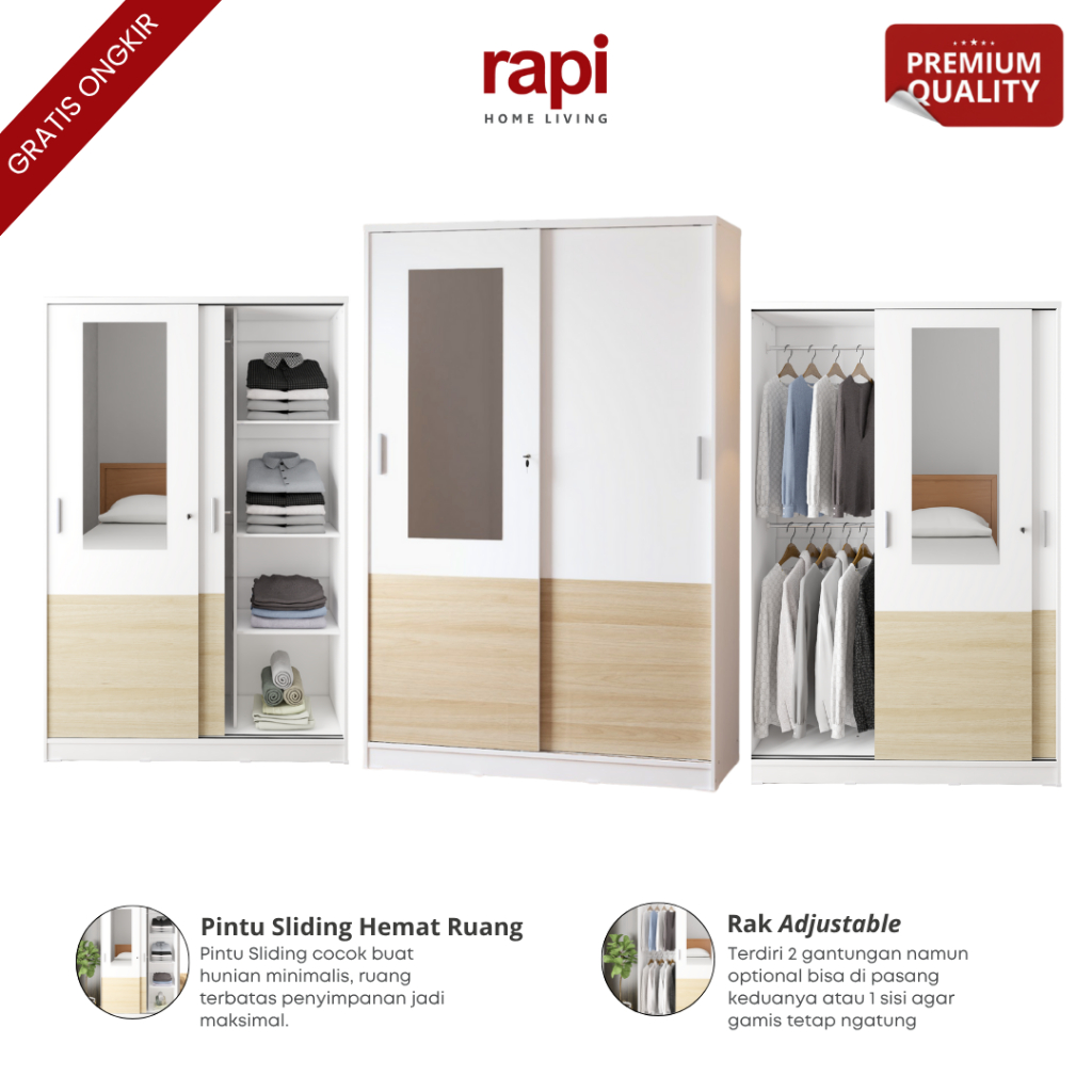 Jual RAPI Lemari Pakaian Sliding Minimalist/ Lemari Baju Geser/Lemari ...
