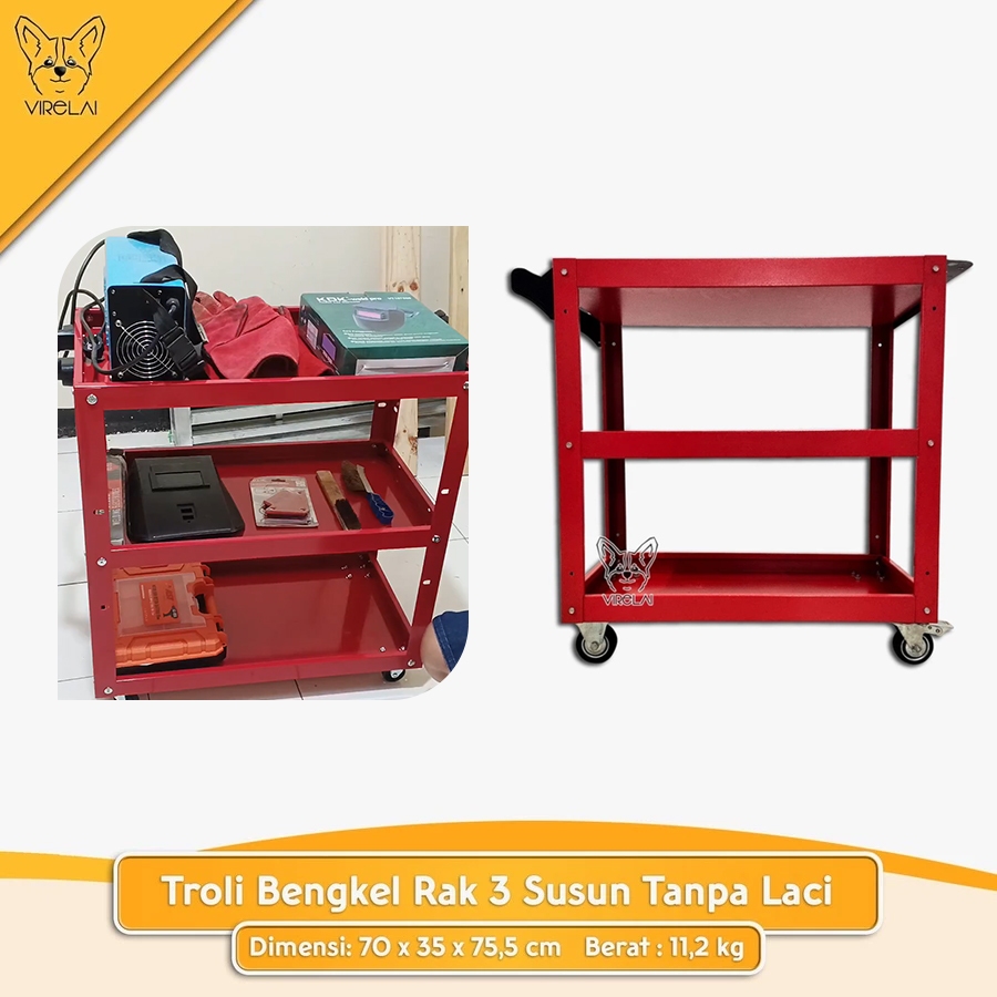 Jual [Tanpa Laci] Troli Bengkel Rak 3 Susun Trolly Trolley | Shopee ...