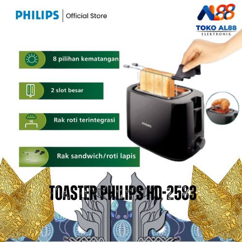 Jual PHILIPS Toaster Bunwarmer with Sandwich Rack HD2583/90 HD 2583 ...