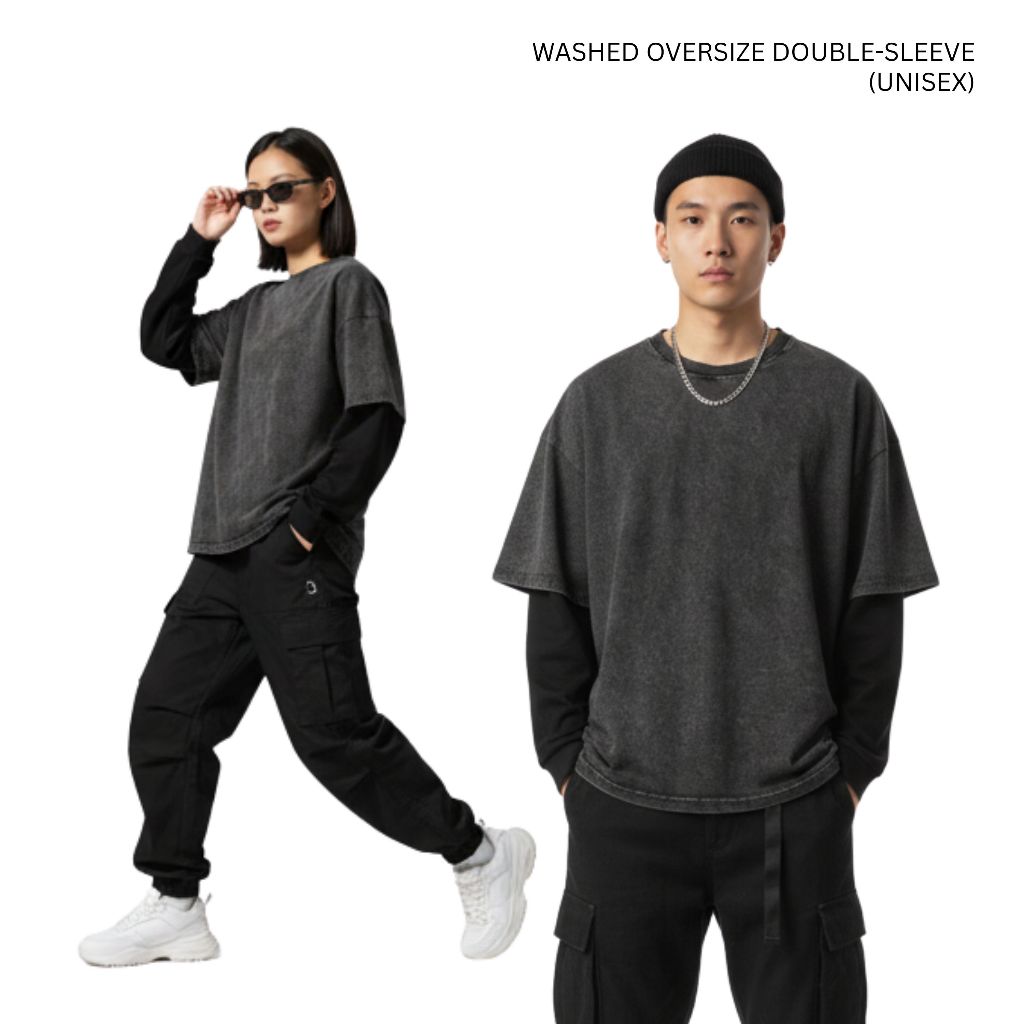 Jual SUPERIOR Kaos Oversize Sandwash Doublesleeve | Washed Oversized ...