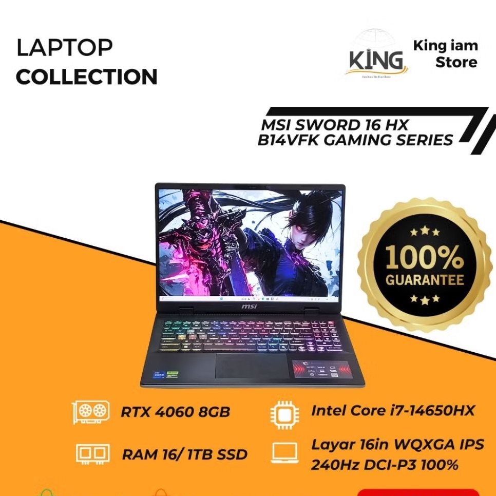 Jual MSI Sword 16 HX B14VFK i7-14650HX RTX 4060 | RAM 16GB SSD 1TB ...