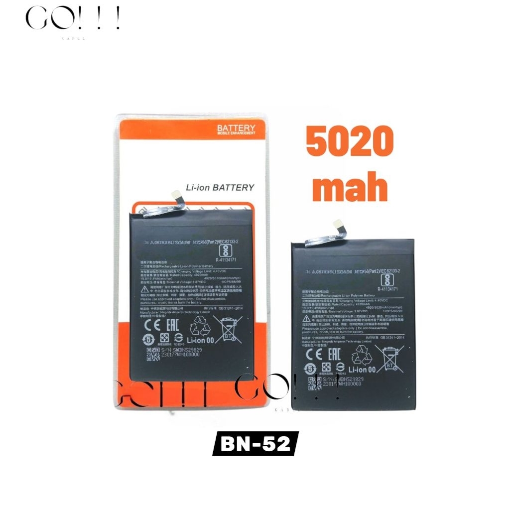 Jual Baterai Batrai Bn52 REDMI 9 - NOTE 9 - NOTE 9 PRO - NOTE 9 P MAX ...