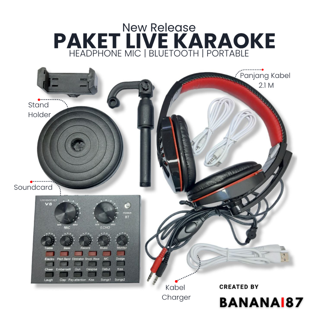 Jual Paket Soundcard V8 Mixer Bluetooth Sound card Audio Live Streaming ...