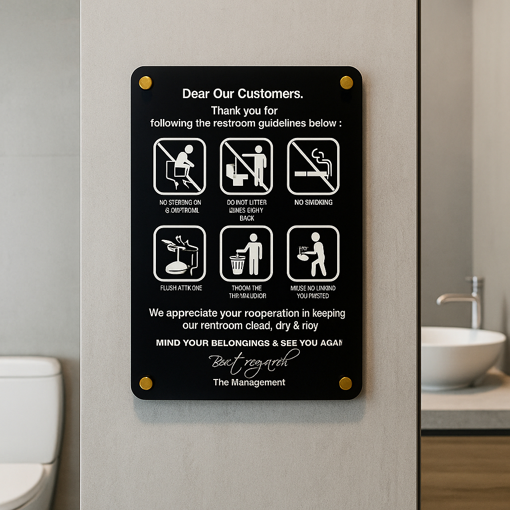 Jual Restroom Guidelines Signages - Toilet Rules - Restroom Etiquette ...
