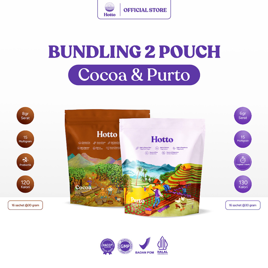 Jual HOTTO PURTO / MAME / COCOA Paket 2 Pouch Multigrain Purple Potato ...
