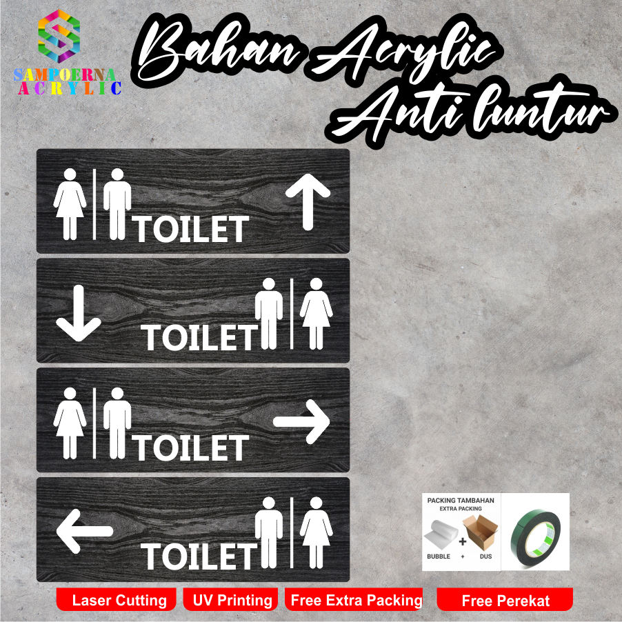 Jual SIGN AKRILIK TOILET PANAH BERBAGAI ARAH PREMIUM SERIES MINIMALIS ...