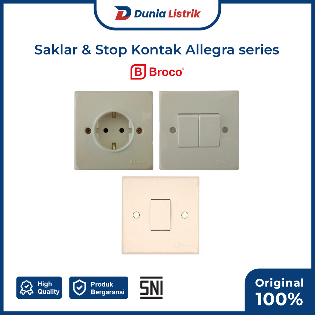 Jual Saklar Engkel Seri Stop Kontak Tanam Seri ALLEGRA Broco Warna Krem ...