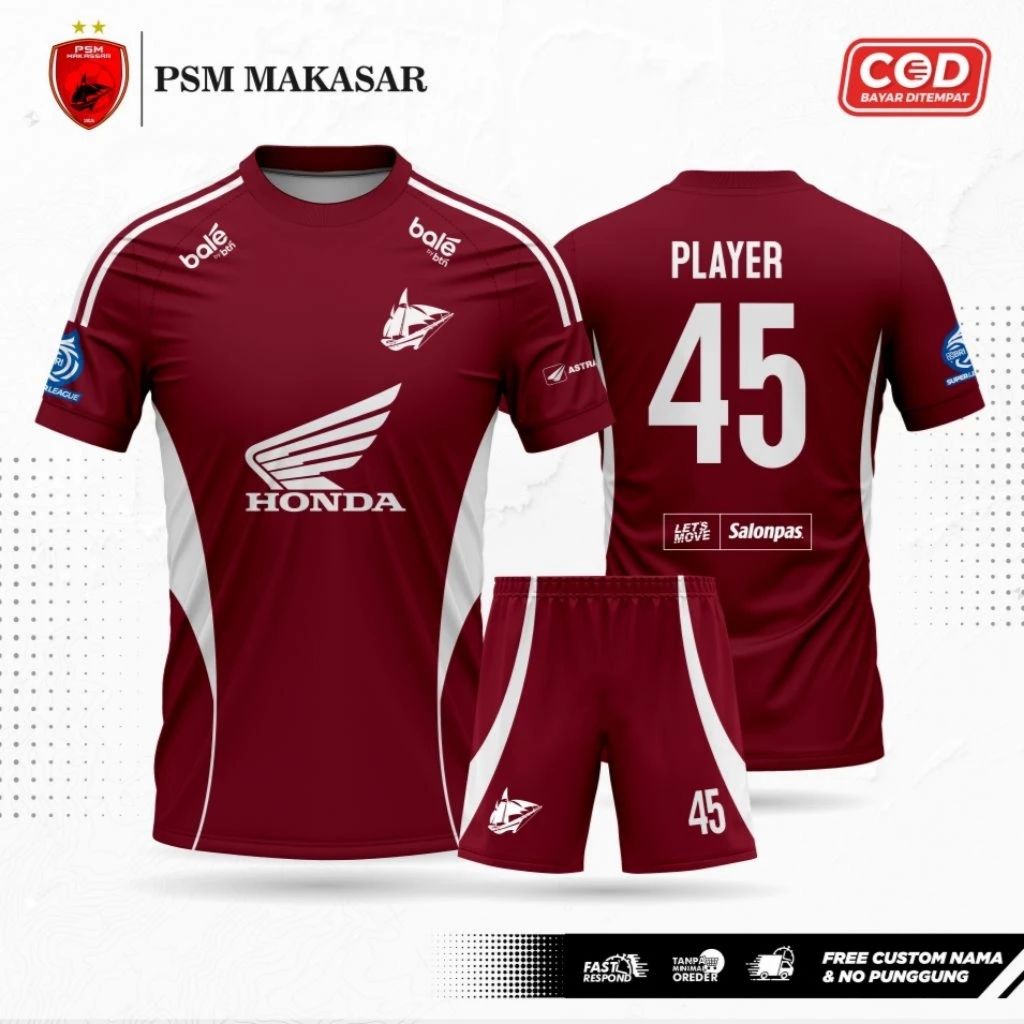 Jual Jersey PSM Makassar 2025/2026 Full Printing Dri-Fit Gratis Nama ...