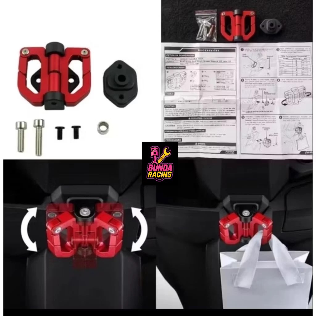 Jual Hook Gantungan Barang 2 Sisi Original Honda AHM Cantolan Cantelan ...