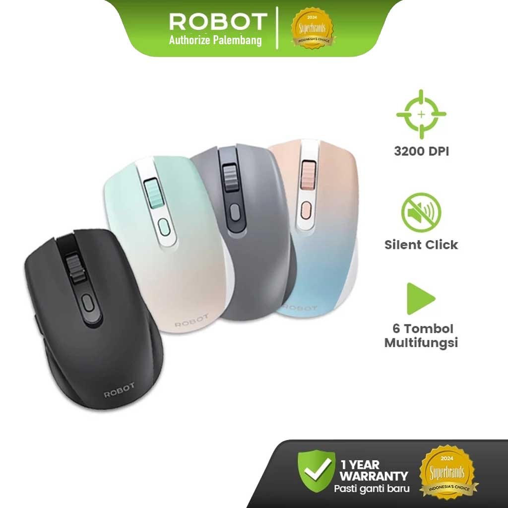 Jual Mouse Wireless ROBOT M370 2.4GHz Silent Klik Optical 3200DPI ...