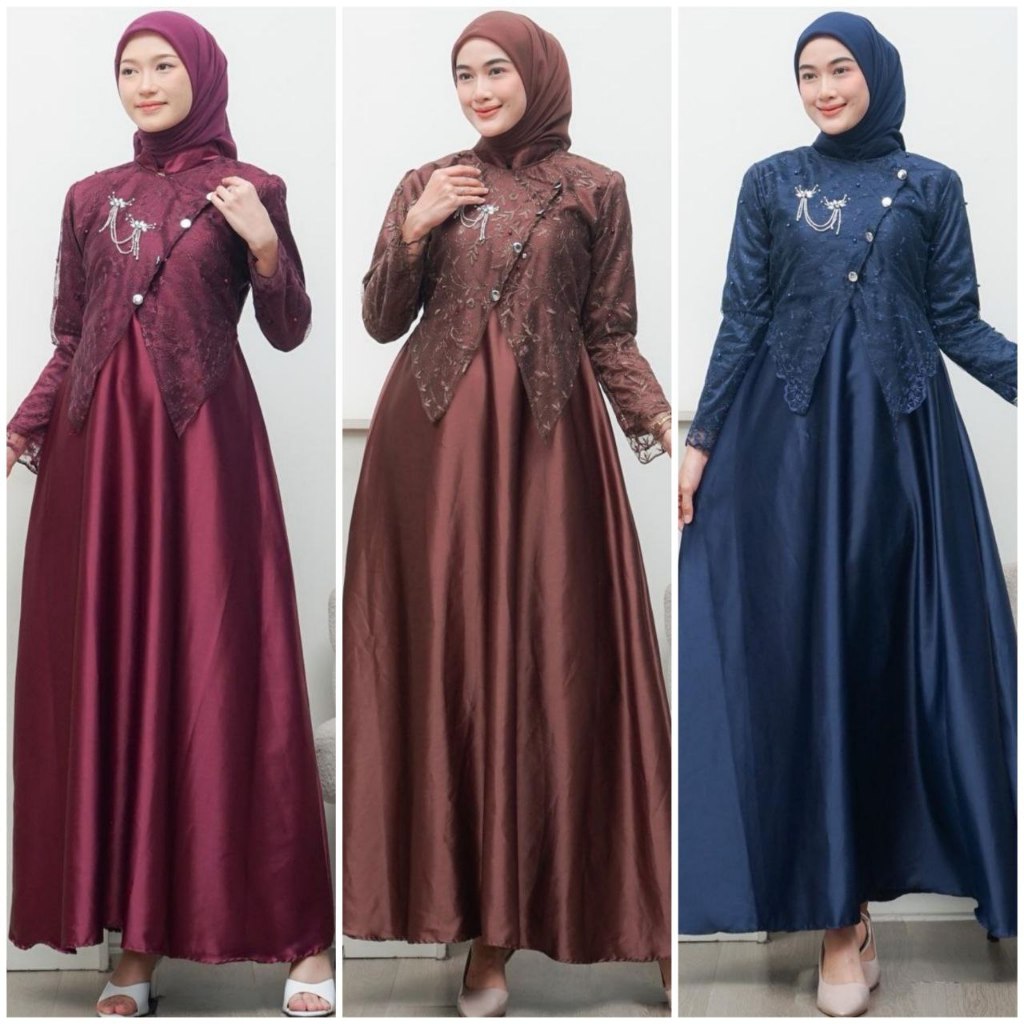 Jual (ADA JUMBO) Baju Gamis Modern Sahara Series Gamis Brukat Kondangan ...
