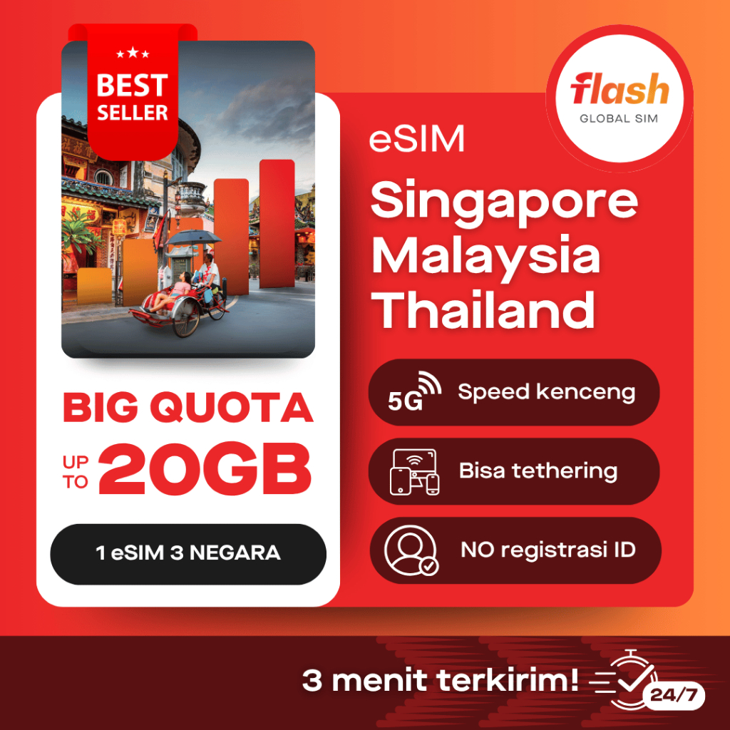 Jual eSIM Singapore, Malaysia & Thailand Big Quota Flash Global SIM ...