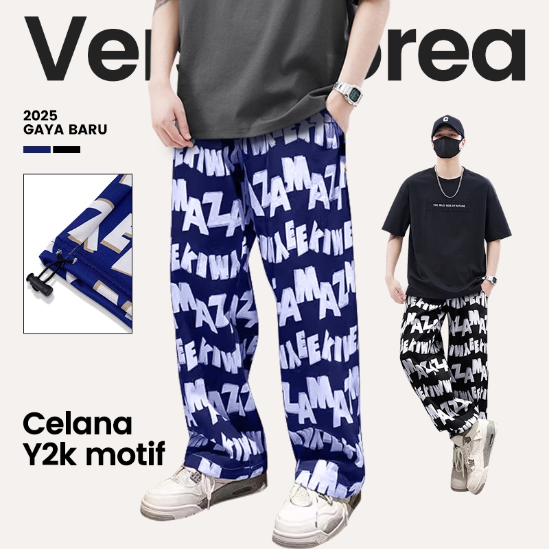 Jual Celana panjang pria celana y2k motif korean style celana skena ...