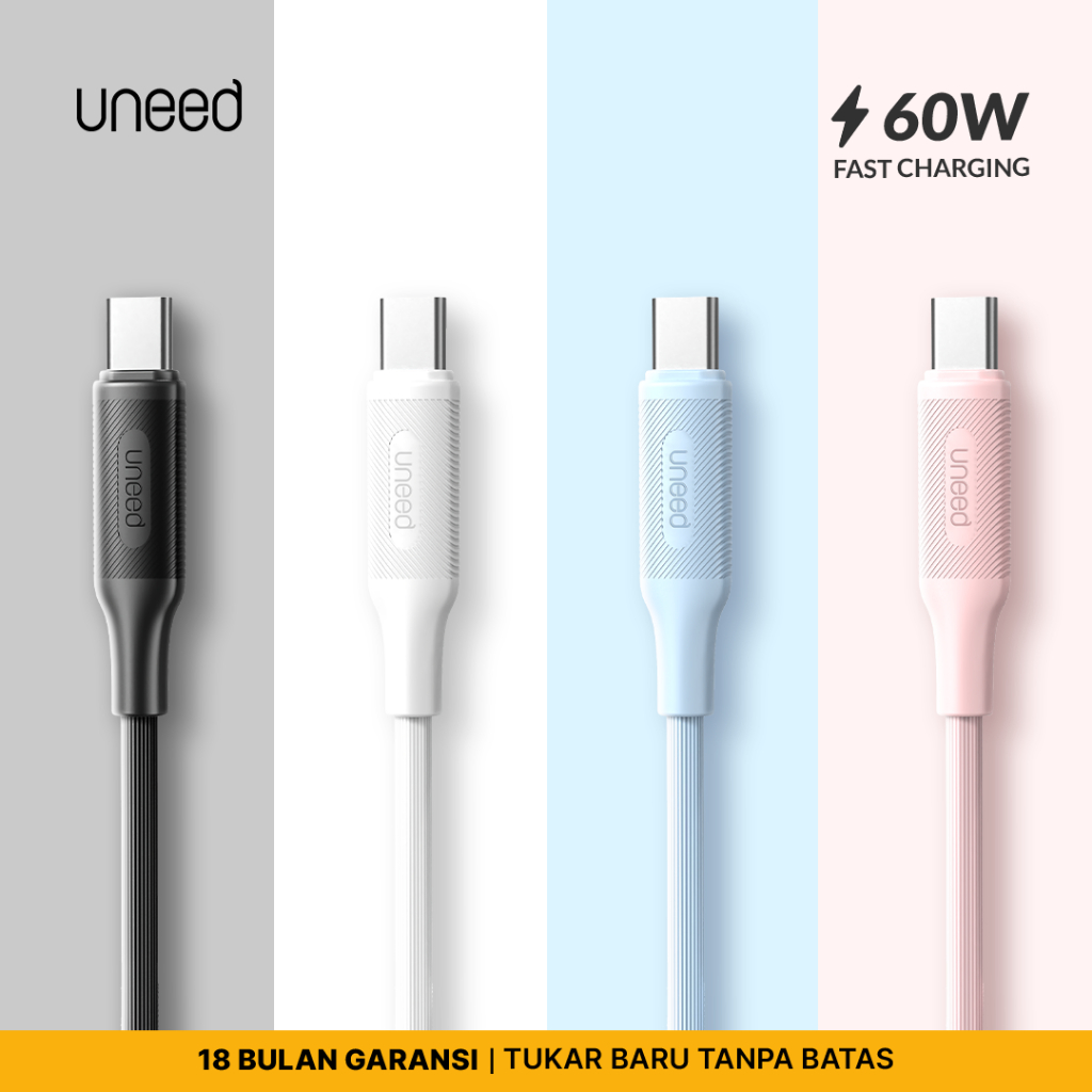 Jual UNEED Silicone Data Cable QC PD 60W Type C to Lightning / USB A to ...