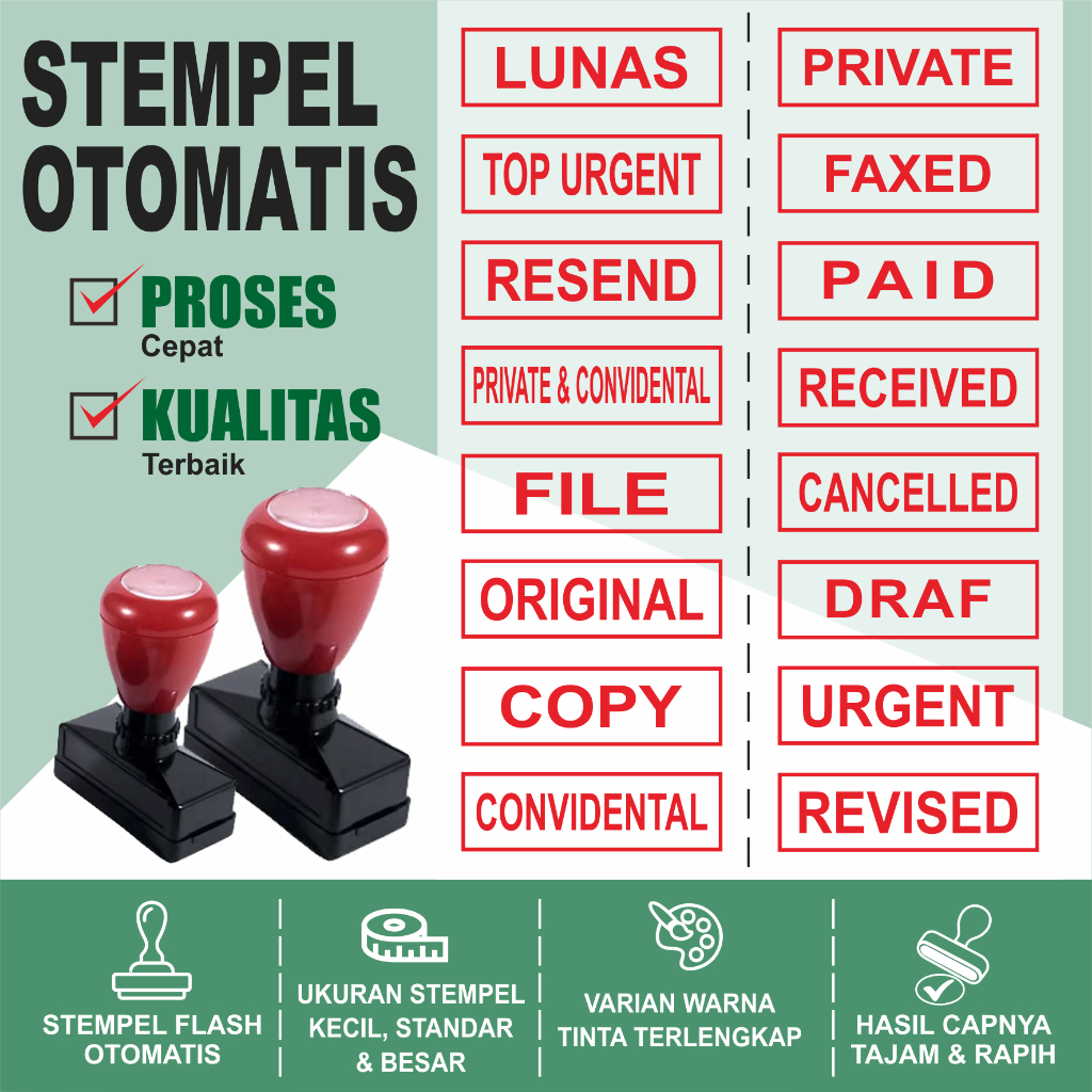 Jual Stempel Lunas / Paid / Received / Stempel Nama / Stempel Custom ...