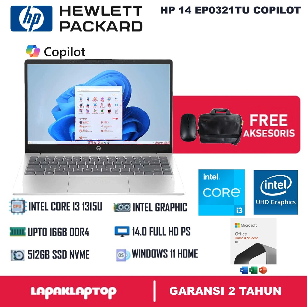 Jual Laptop Hp 14s EP0321TU Copilot Intel Core i3 1315U Ram 16GB SSD ...