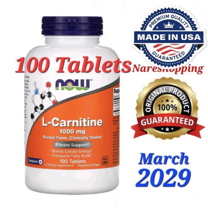 Jual Now Foods L-Carnitine 1000 mg 100 Tablets Boosts Cellular Energy ...