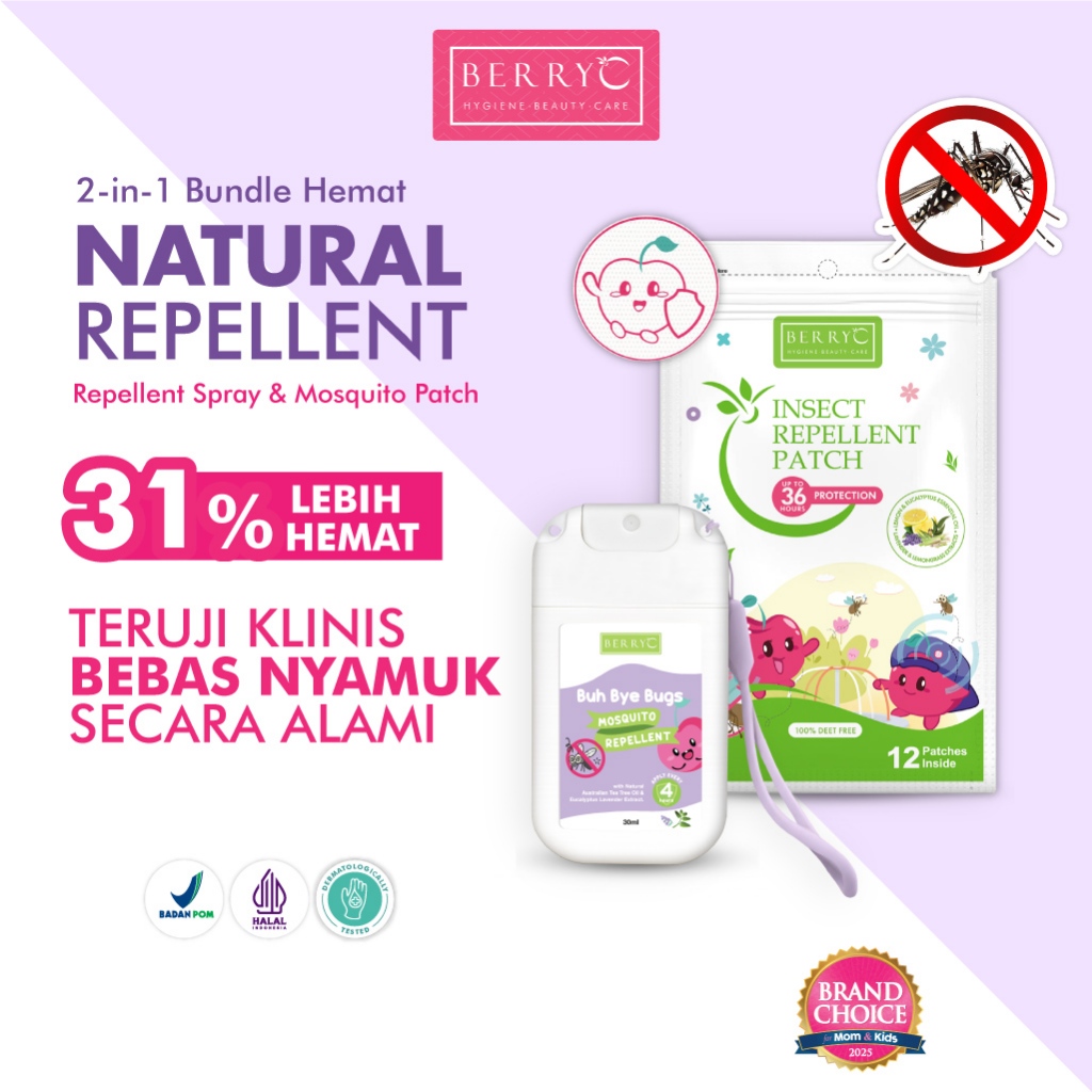 Jual BerryC Bundle Buh Bye Bugs 30/100ml + Insect Repellent Patch 12/84 ...
