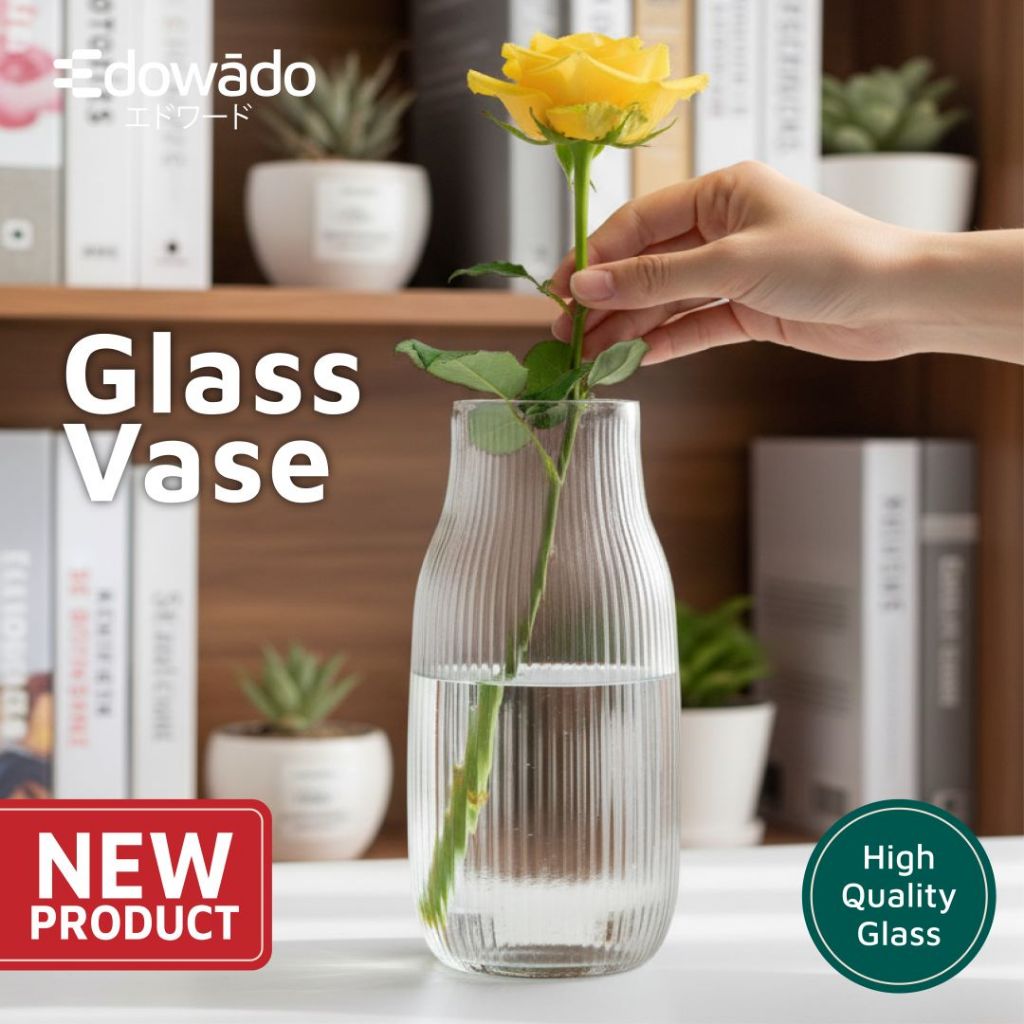 Jual Glass Vase Flowers Vas Bunga Kaca Tabung Motif Jumbo 20 cm ...