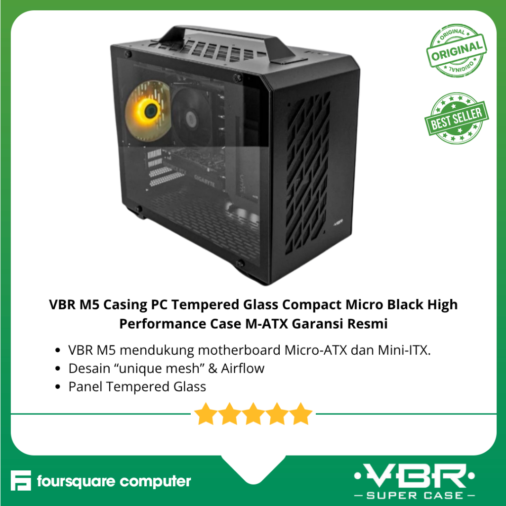 Jual VBR M5 Casing PC Tempered Glass Compact Micro Black High ...