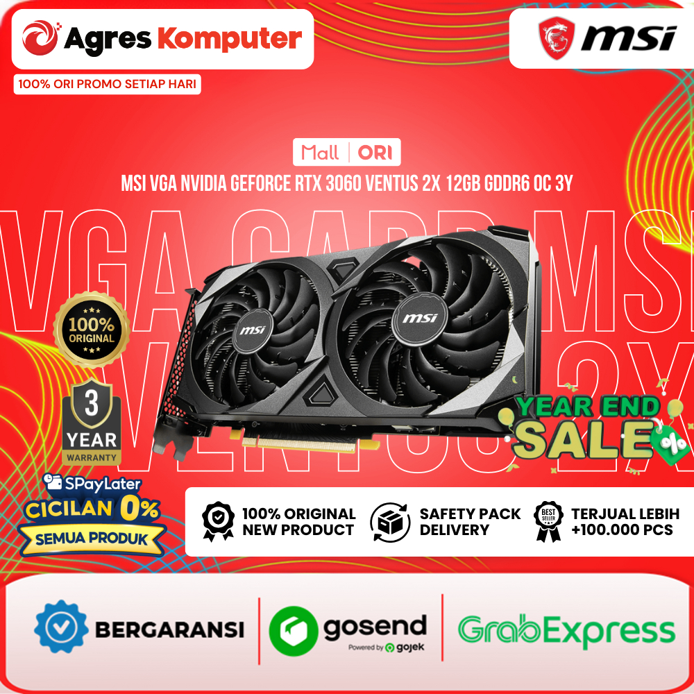 Jual MSI VGA NVIDIA GEFORCE RTX 3060 VENTUS 2X 12GB GDDR6 OC 3Y ...