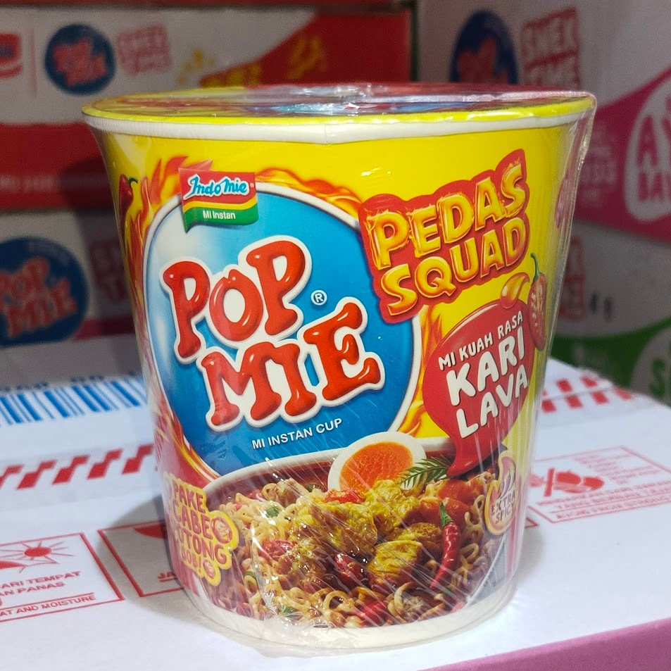 Jual Indomie Pop Mie Pedas Squad Mi Kuah Rasa Baso Granat / Kari Lava ...