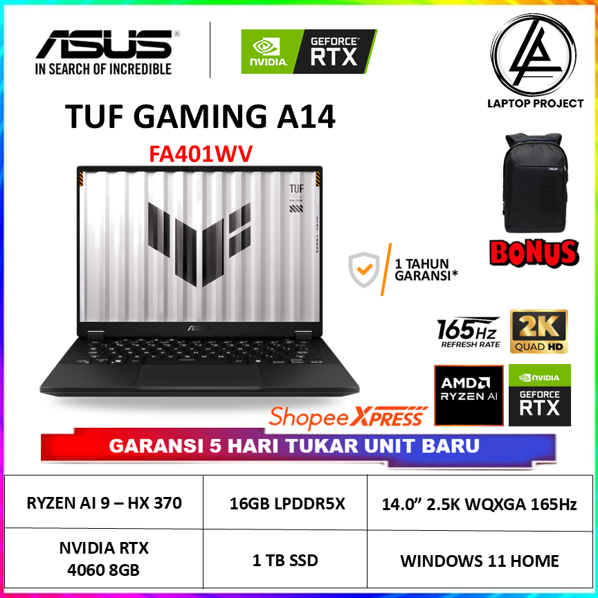 Jual Asus TUF A14 FA401WV RTX4060 Ryzen AI 9 HX 350 16GB SSD 1TB 14 ...