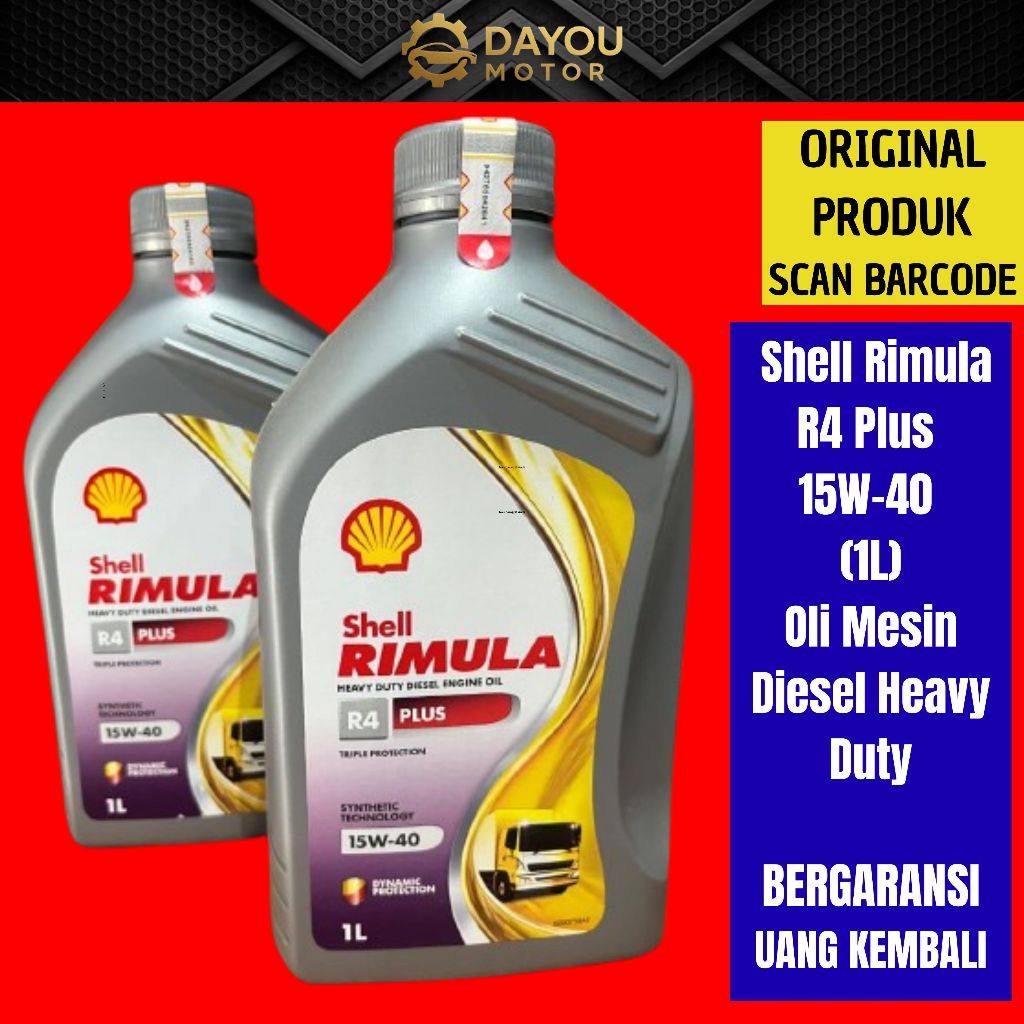 Jual SHELL RIMULA R4X ( R4 PLUS ) SAE 15W-40 1L | ORIGINAL / SHELL ...
