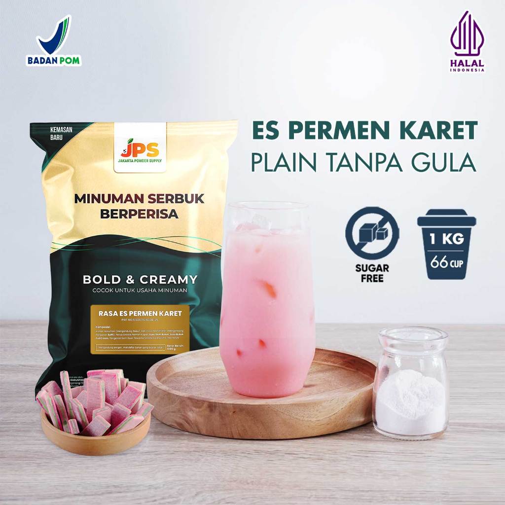 Jual JPS Bubuk Minuman Premium Es Permen Karet Plain (Tanpa Gula) 1 kg ...