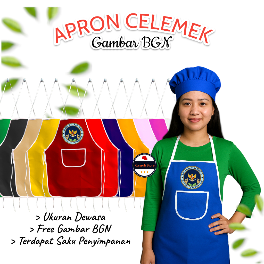 Jual Apron Celemek Untuk Dapur MBG - Celemek Gambar BGN | Shopee Indonesia