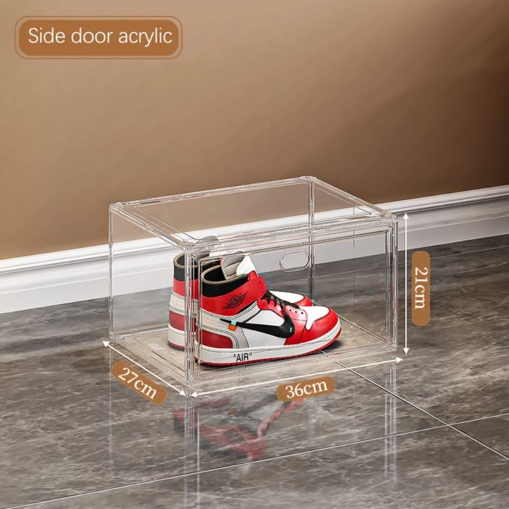 Jual Kotak Sepatu Akrilik Bening Buka Depan dan Buka Samping Extra ...
