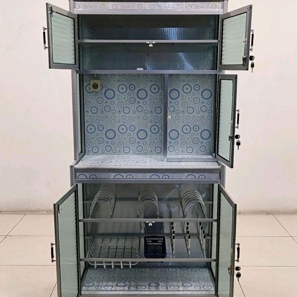 Jual RAK PIRING ALUMINIUM KACA DAN KERAMIK SUPER MEJA RATA TAMBAH PINTU ...