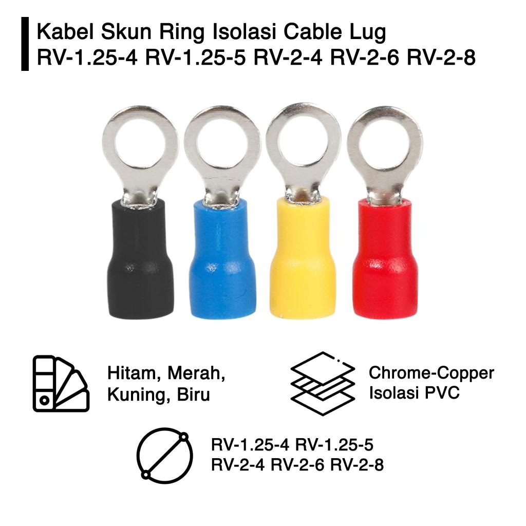 Jual Terminal Kabel Sekun Cable Skun Ring O Bulat Cable Lug Isolasi RV ...