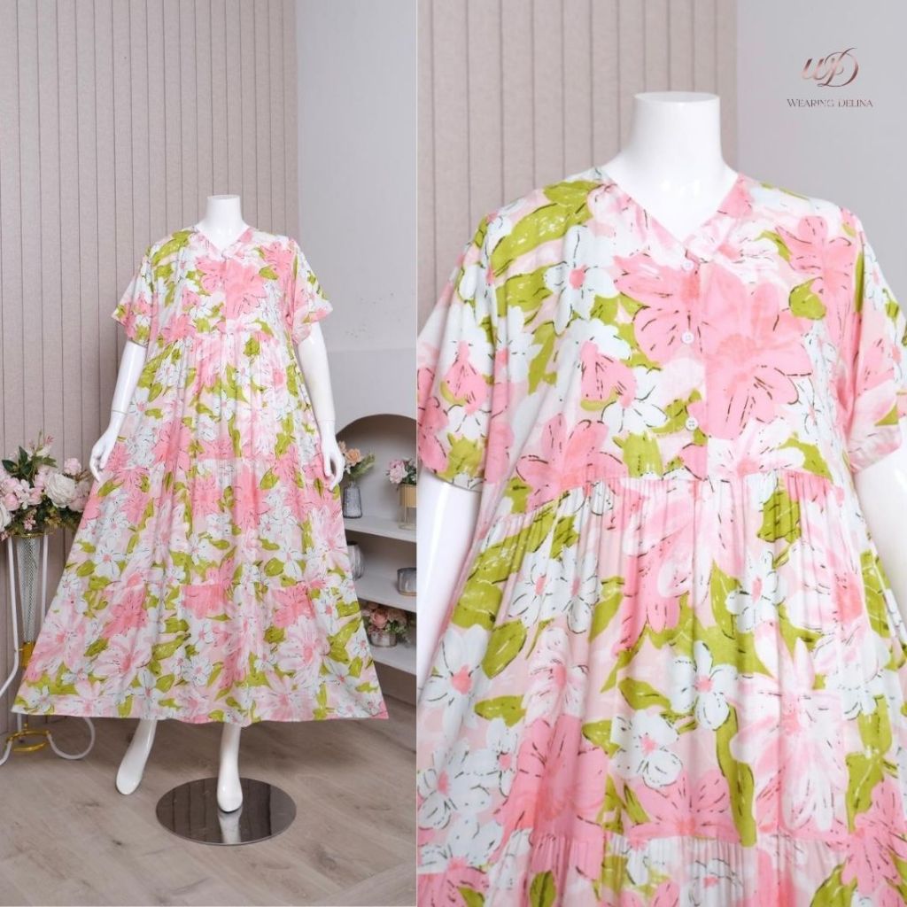 Jual Delina Daster Lembut Ruffle Adela Series | Daster Busui Hamil ...