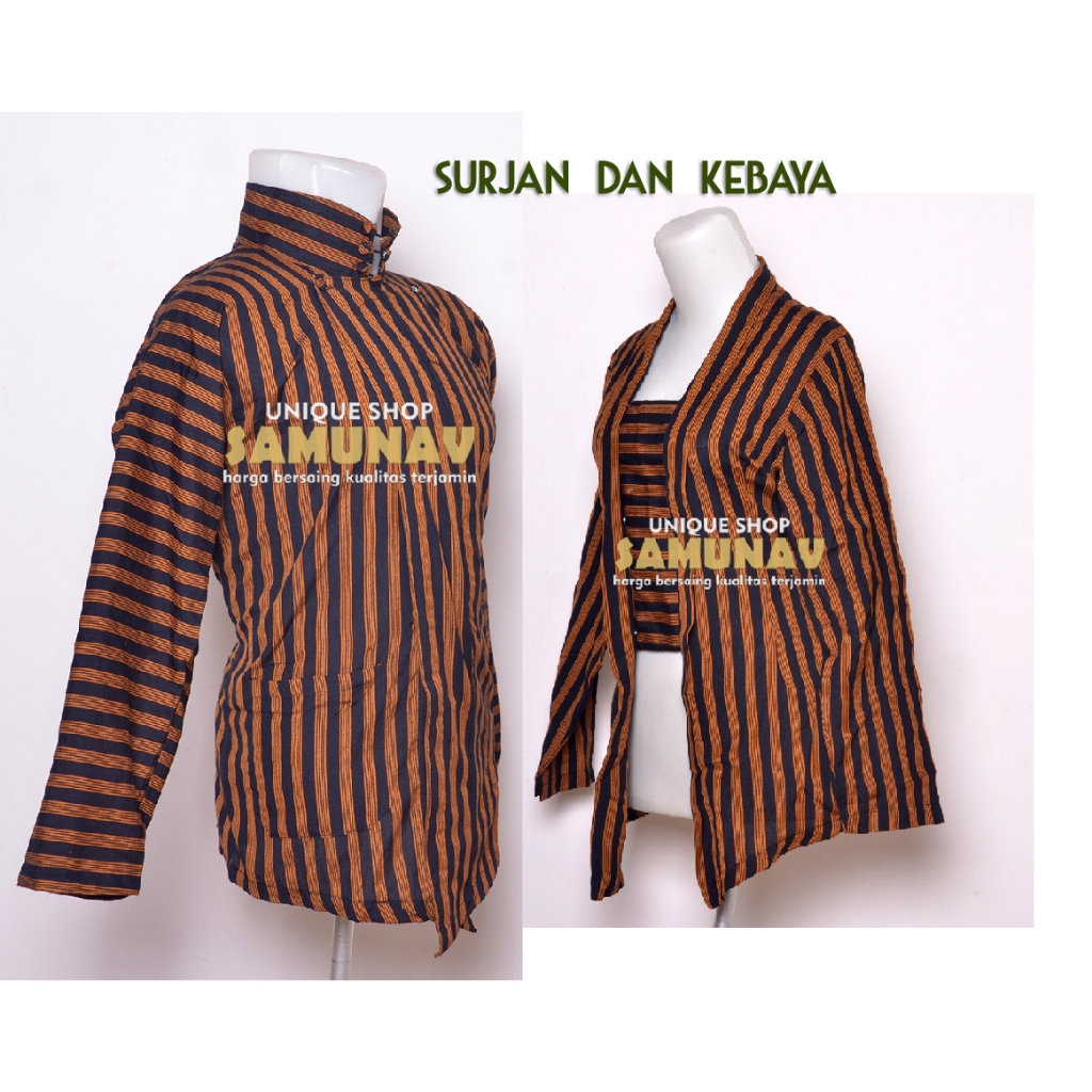 Jual Surjan dan Kebaya Lurik Halus Garis Besar Coklat Hitam Ler garis ...