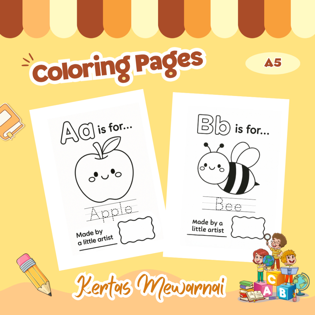 Jual KERTAS MEWARNAI / COLORING PAGES / ABC COLORING / ABJAD / HURUF ...