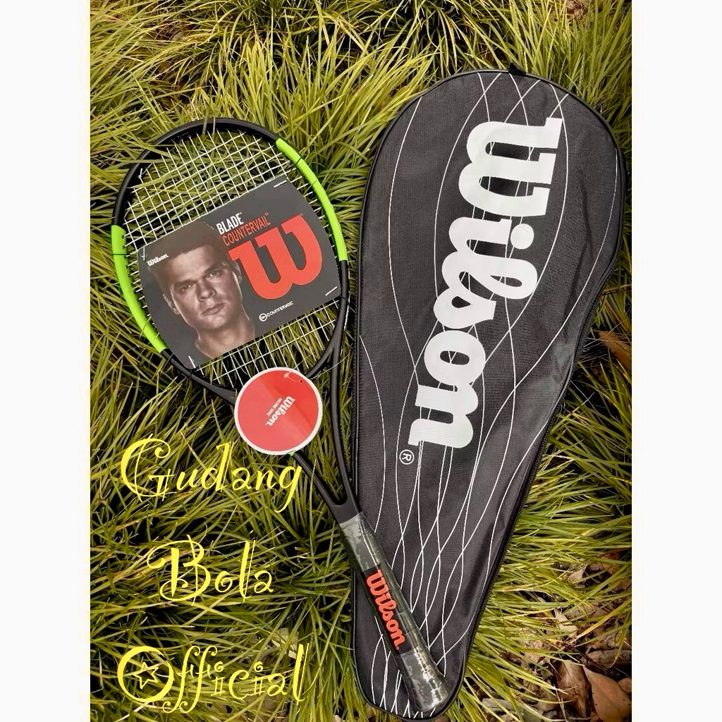 Jual Raket Tenis Lapangan Carbon Premium WILSON BLADE 98v6 HITAM HIJAU ...
