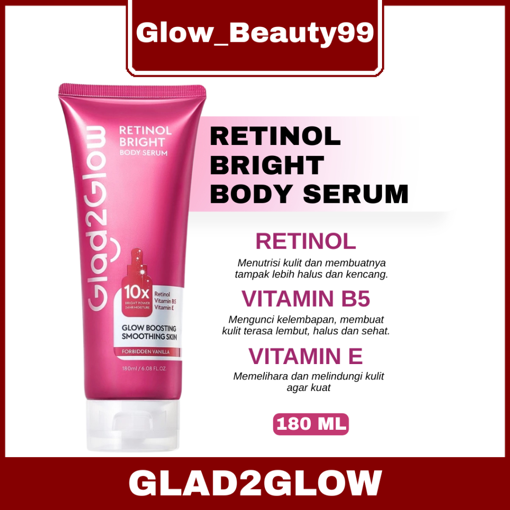Jual GLAD2GLOW RETINOL BRIGHT BODY SERUM 180ML | Retinol Body Serum G2G ...