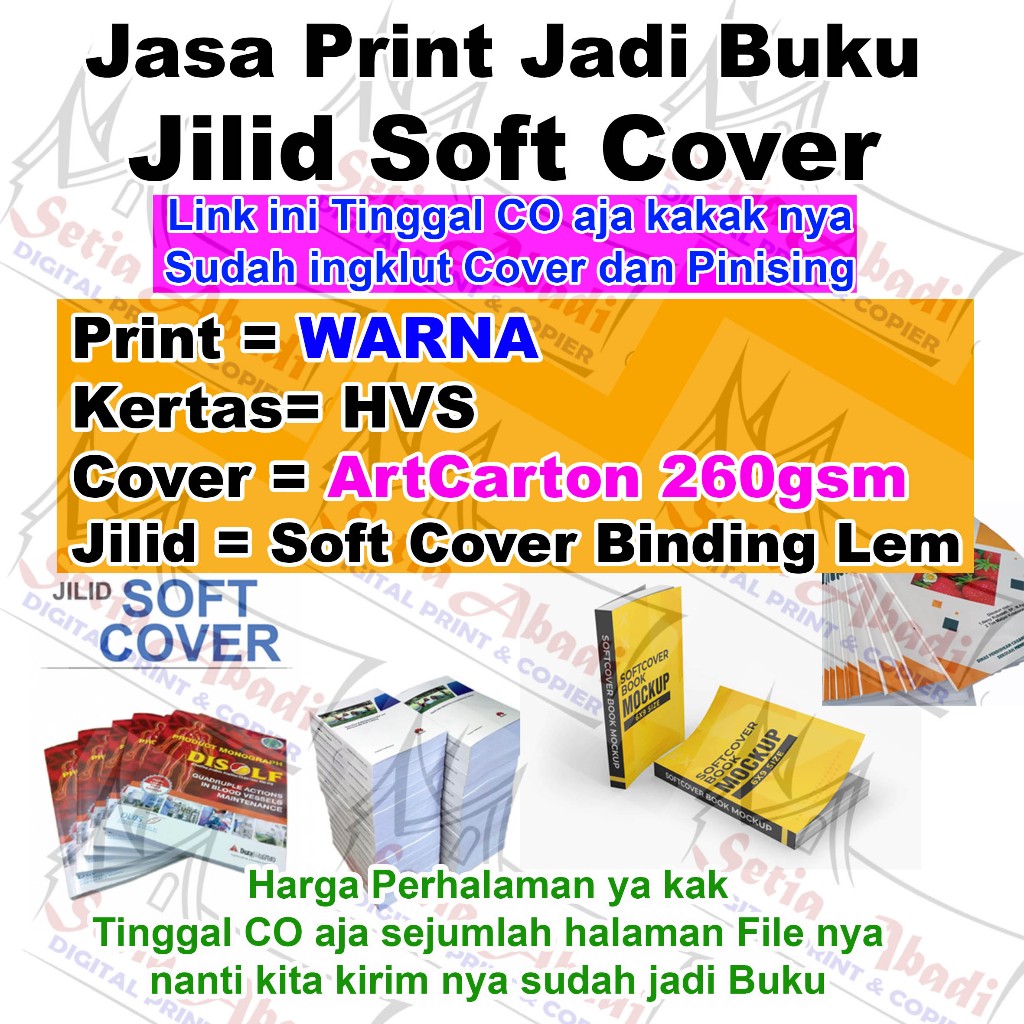 Jual Jasa Print Jadi Buku Free Cover / jilid SoftCover binding lem Isi ...