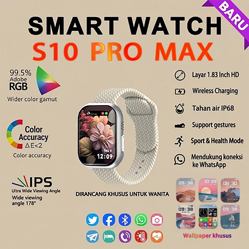 Jual SmartWatch S10 POR MAX 2.1" HD Pria Wanita jam amoled Pemantauan ...
