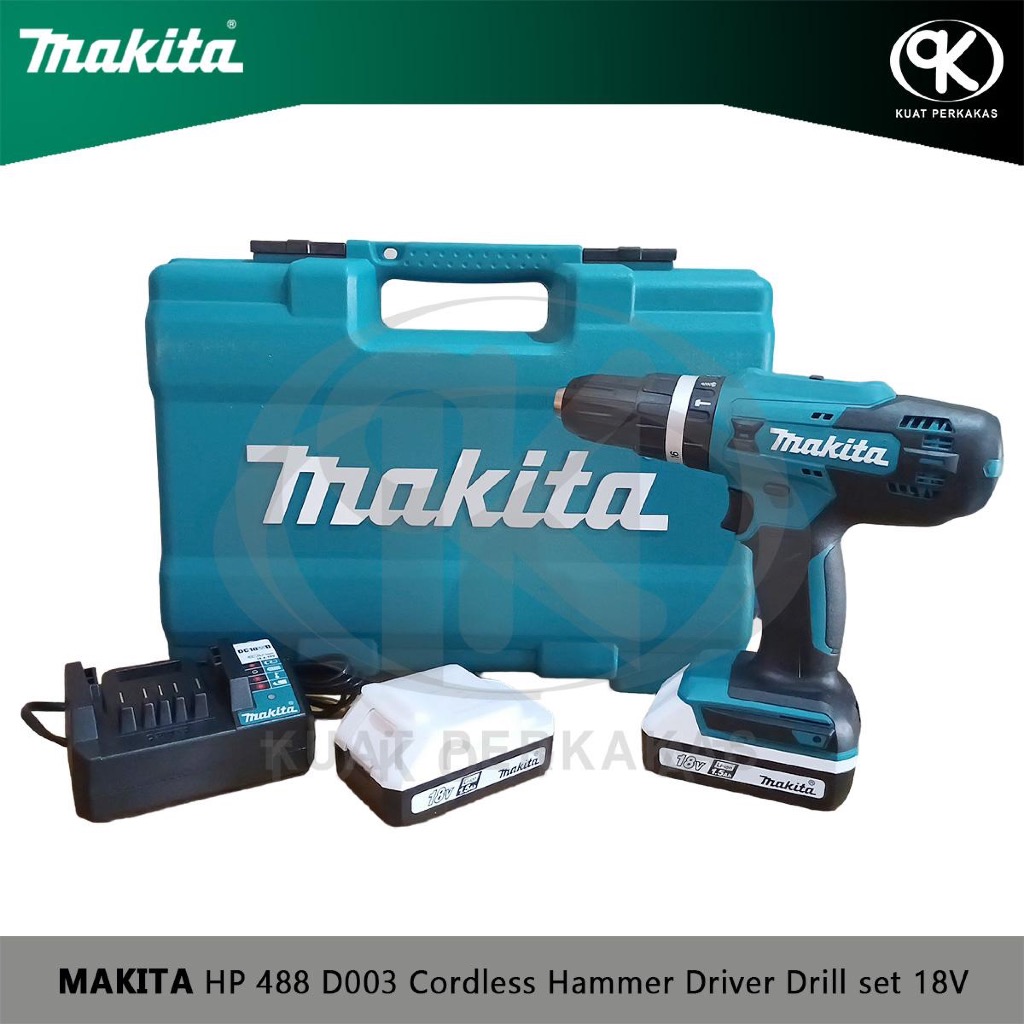 Jual MAKITA HP 488 D003 cordless hammer driver drill set 18V | Shopee ...