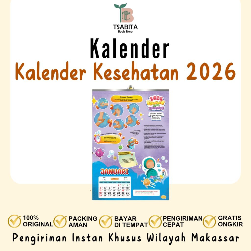 Jual Kalender Dinding Anak 2026 Tema Jaga Kesehatan, Ahlan | Shopee ...