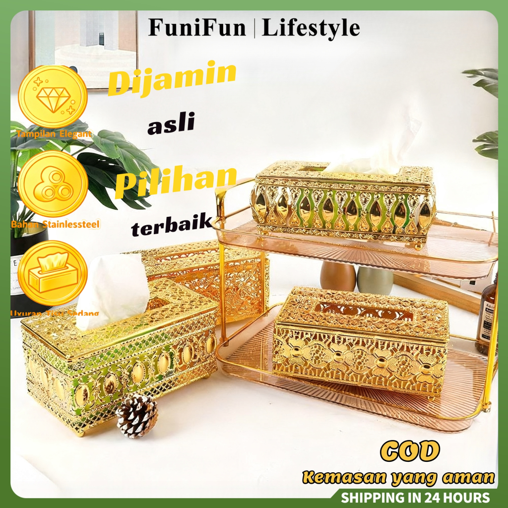 Jual Kotak Tisu Logam Emas Anti Karat & Lembab - Tempat Tisu Minimalis ...