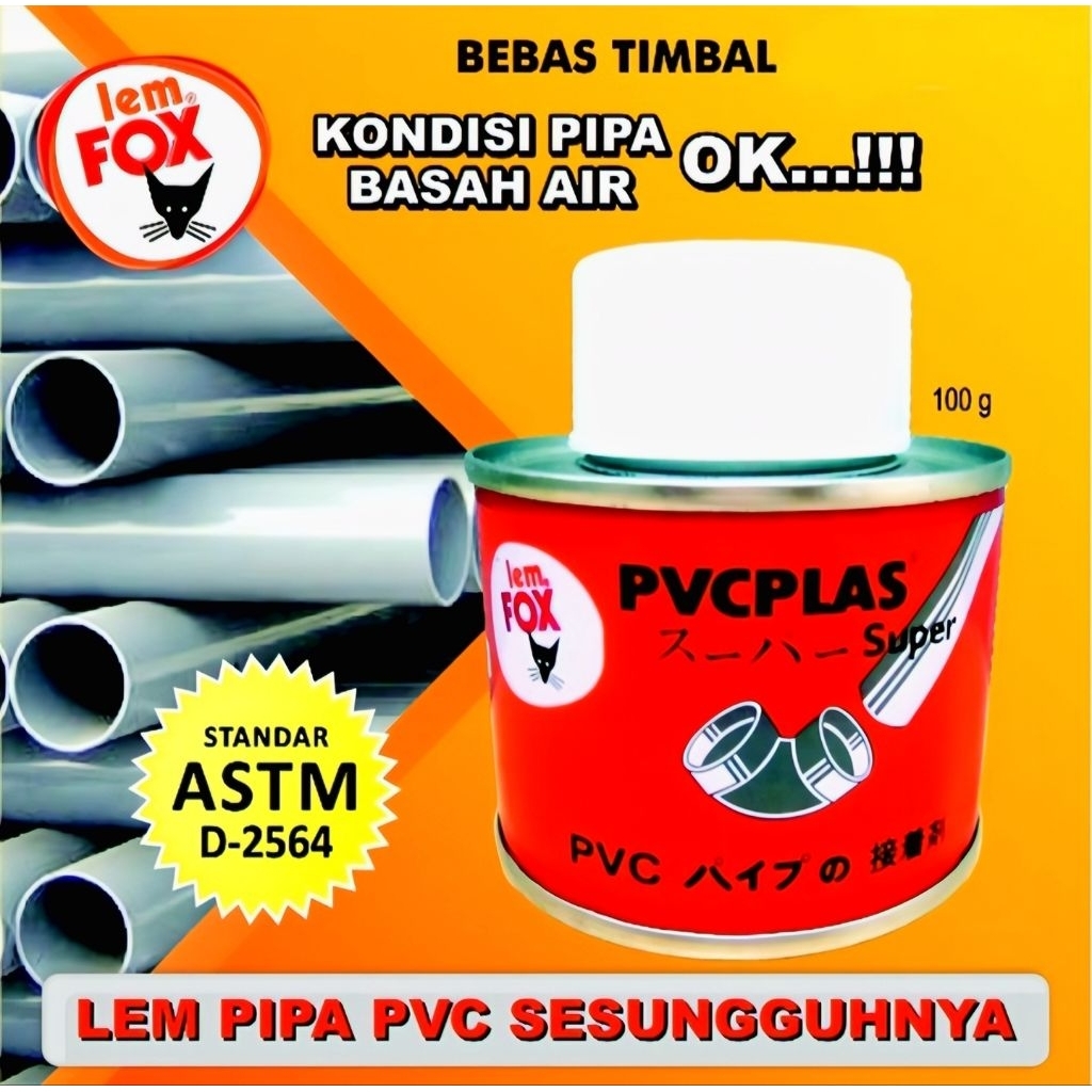 Jual Lem Pipa PVCPlas Kuas 100 Gram Tube Solvent Cement 100 Gram Lem ...