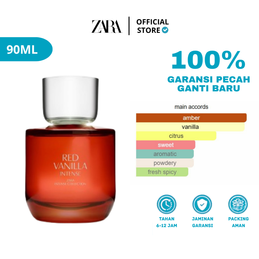Jual Zara Red Vanilla Intense Parfum Wanita Wangi Tahan Lama EDP 90ML ...