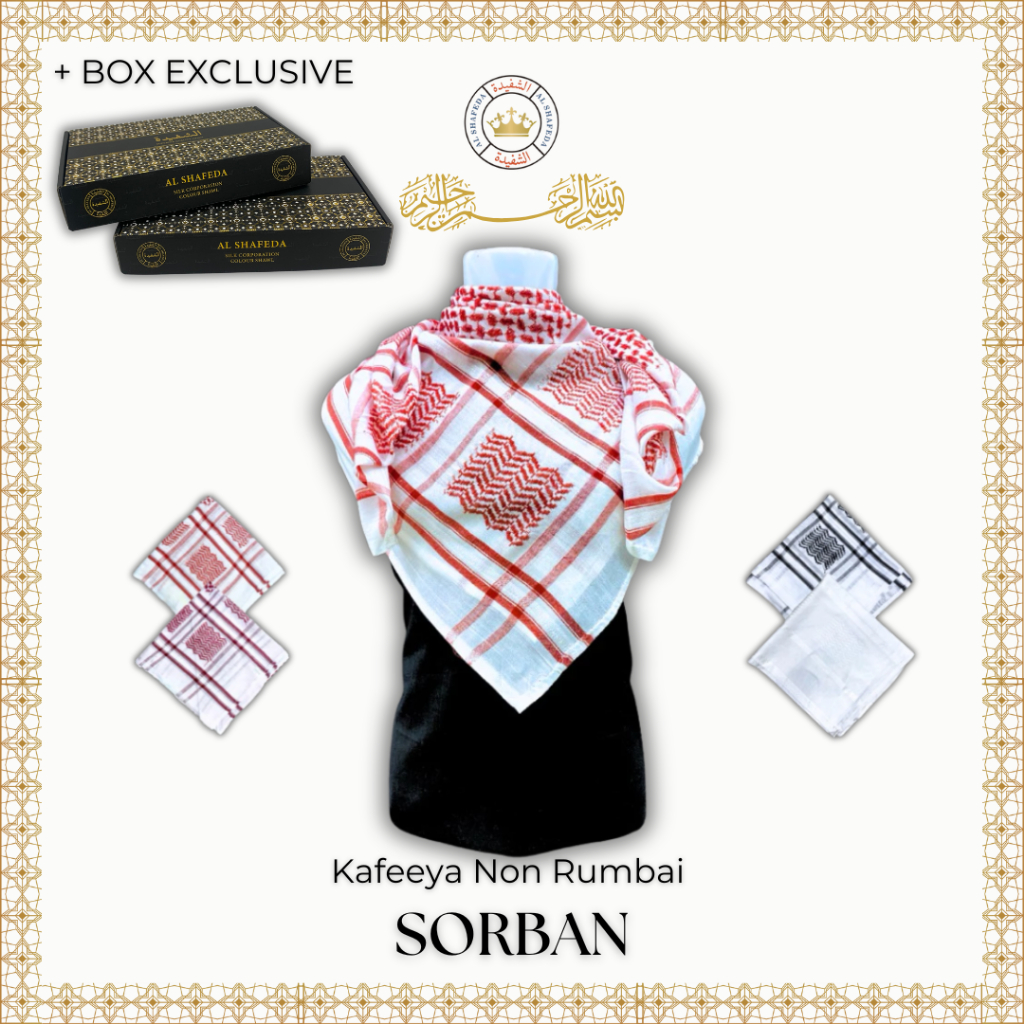 Jual ALSHAFEDA - Sorban Kafeeya Non Rumbai Palestin arab merah putih ...