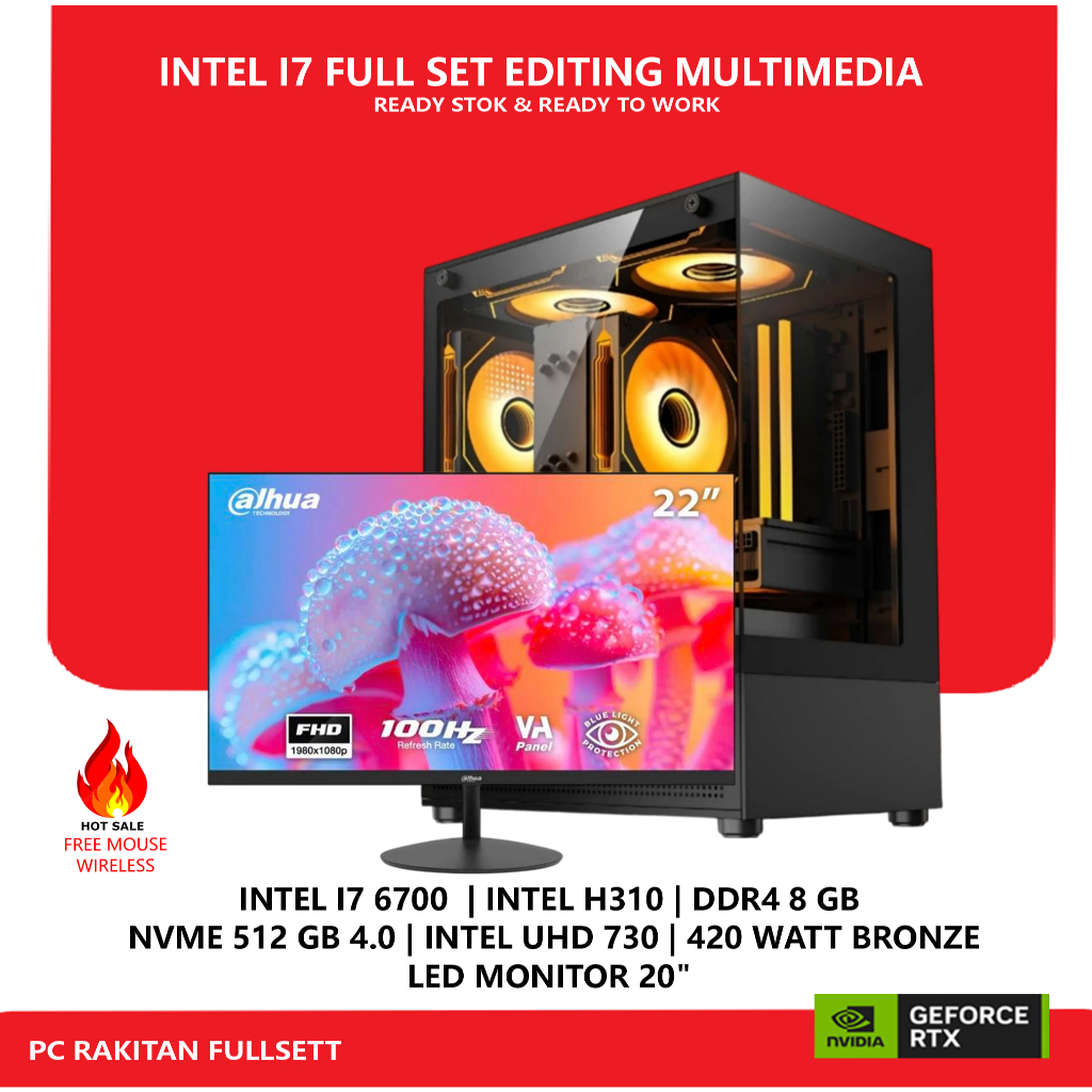 Jual PC Rakitan FULL Set Intel Core i7 6700 intel H310 Ram 8 GB SSD ...
